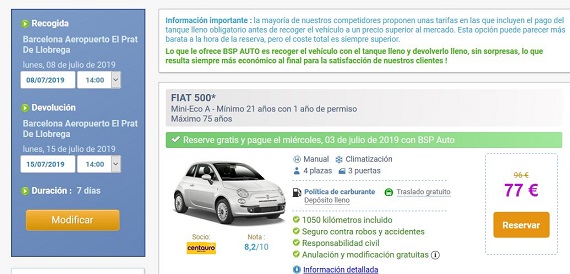BSP Auto Opiniones 2025 de alquiler de vehículos en España